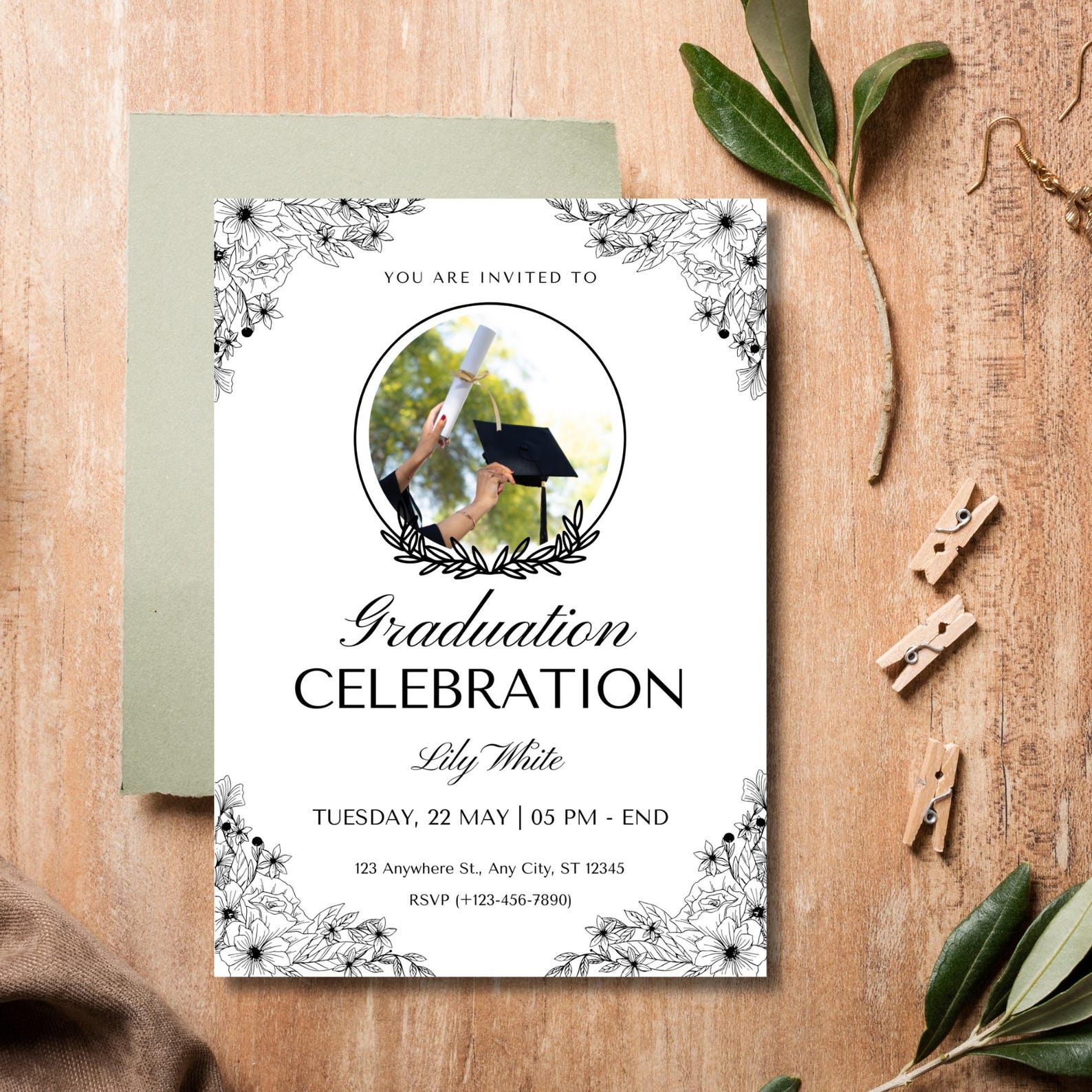 Graduation Invitation Editable Printable | DIY High School & College ...