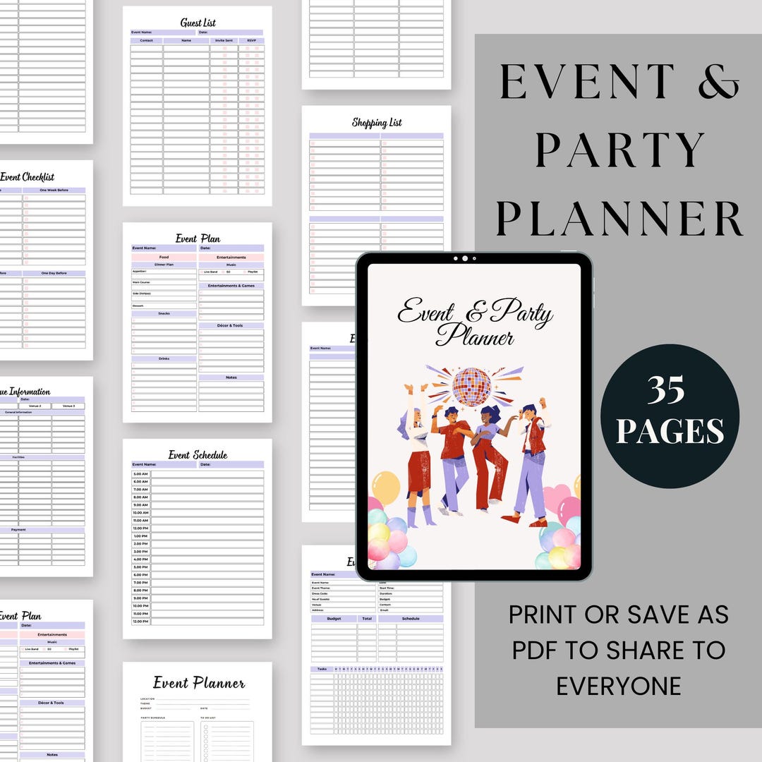 Printable Event and Party Planner | Party Budget, Guest List and ...