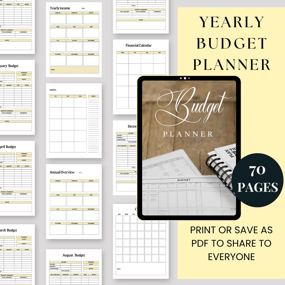 Printable Yearly Budget Planner | Financial Tracker, Expense and ...