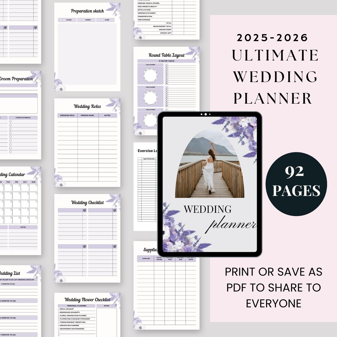 92 Page Wedding Planner Printable, Printable Wedding Planner Pages ...