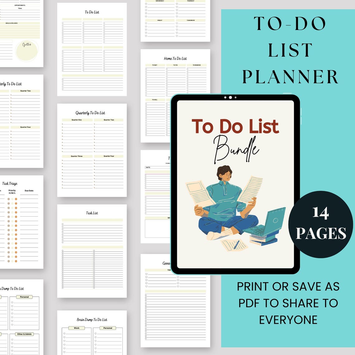 Printable To-do List Bundle: Daily, Weekly, Monthly Task Organizer ...