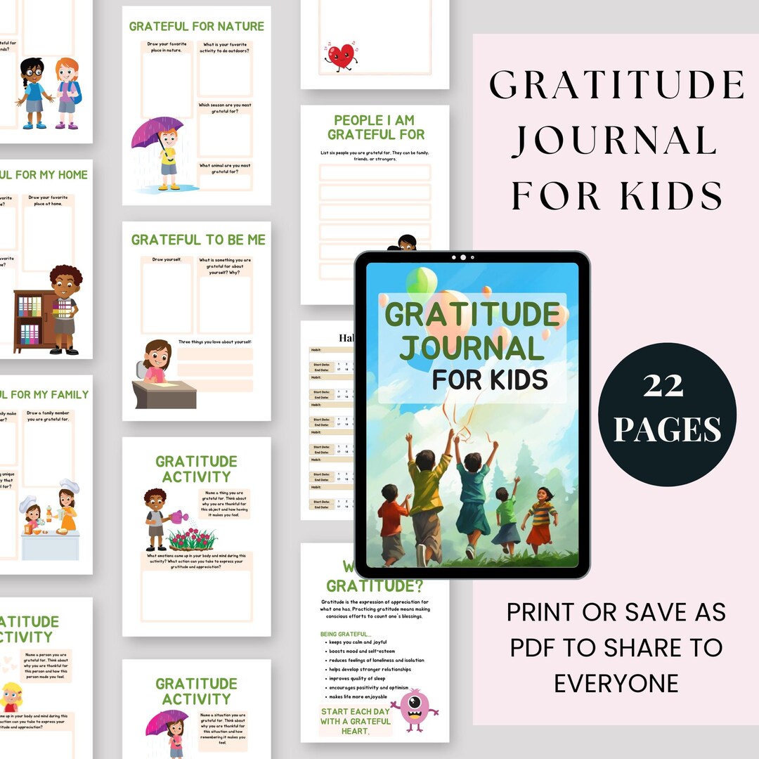 Printable Gratitude Journal for Kids | Daily Thankfulness & Mindfulness ...