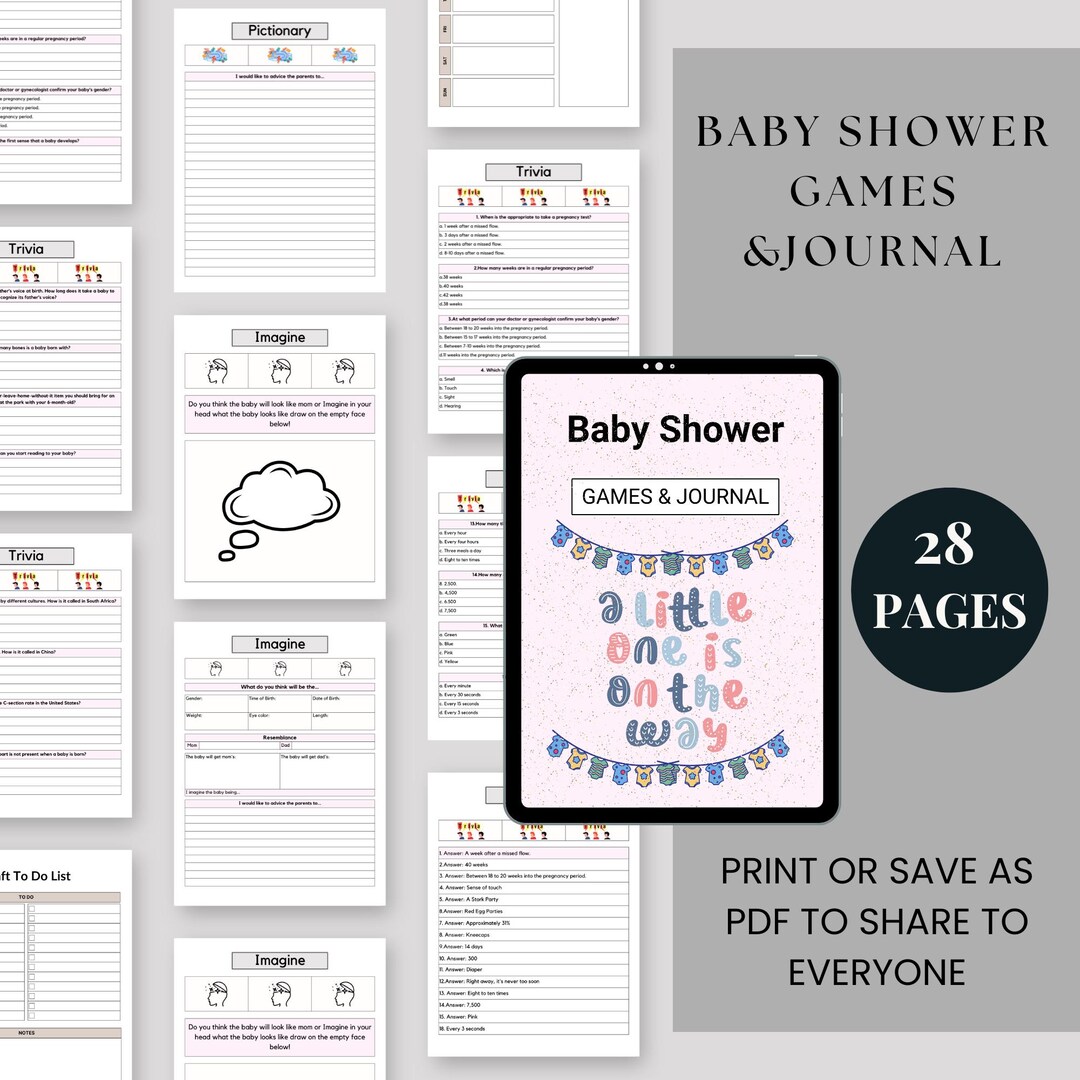 Printable Baby Shower Games and Journal | Fun Activities and Memory ...
