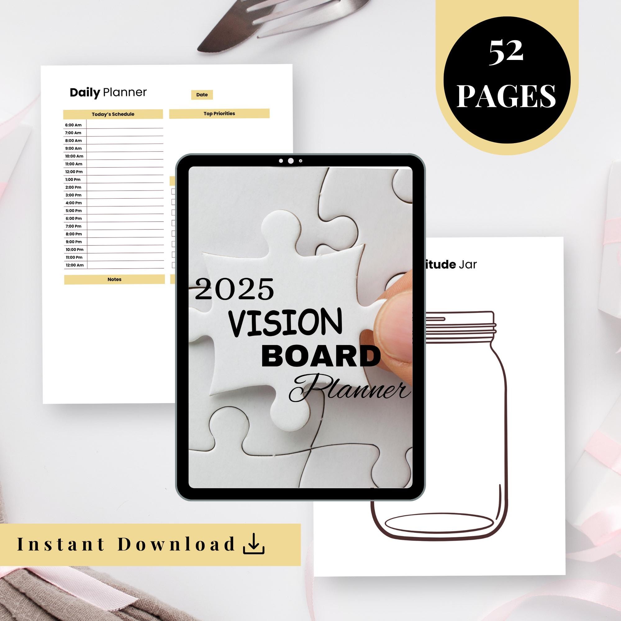 2025 Vision Board Planner | Goal Setting, Manifestation Journal ...