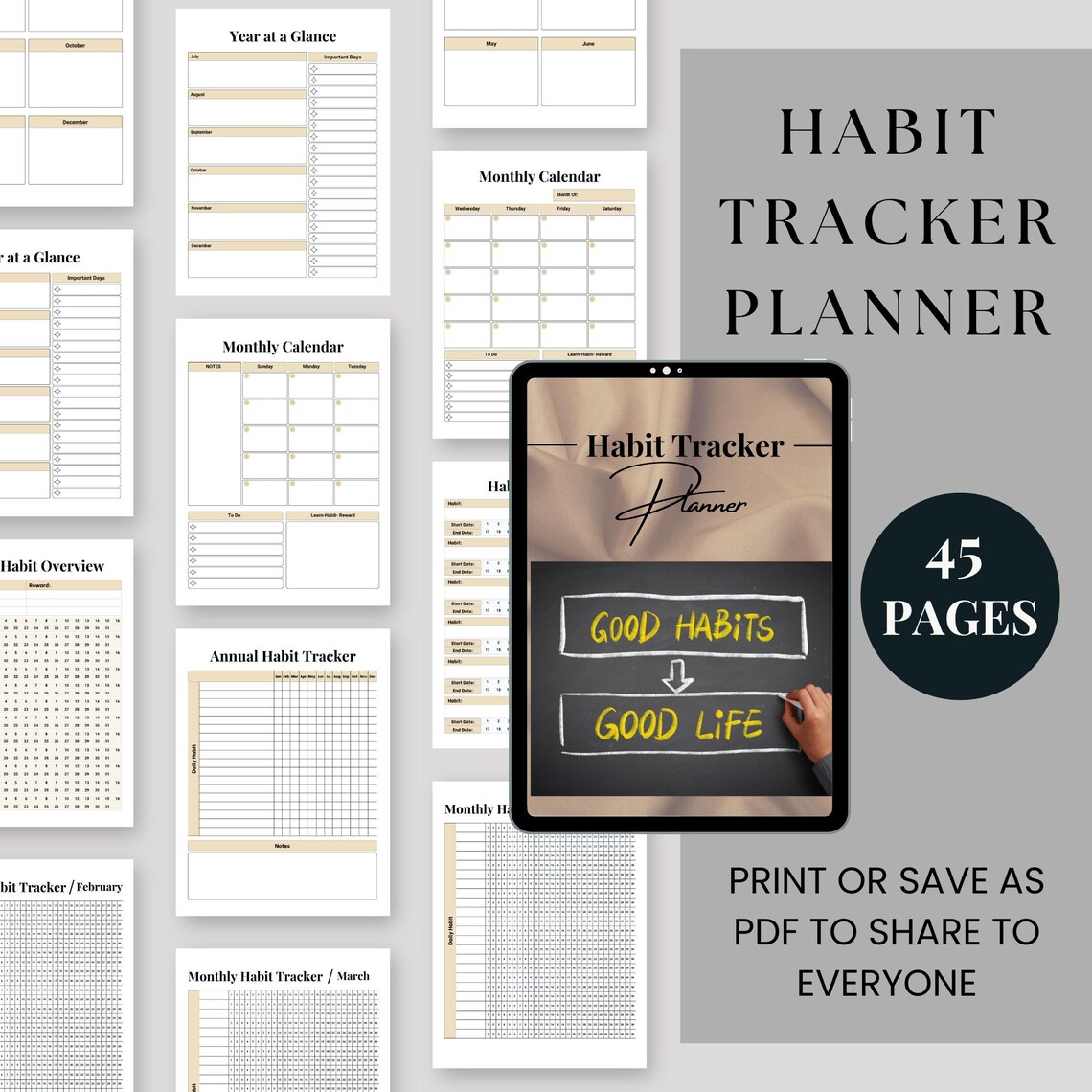 Printable Habit Tracker Planner | Daily and Weekly Habit Tracker | Goal ...