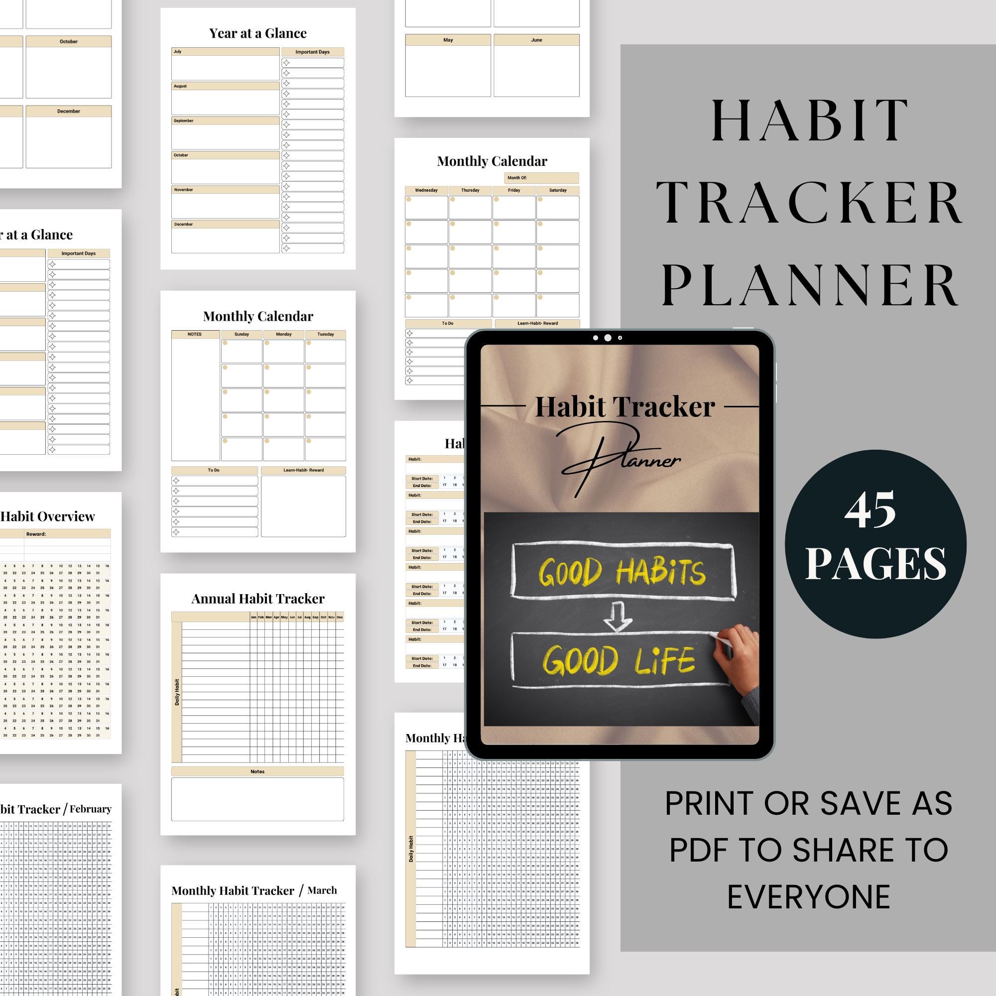 Printable Habit Tracker Planner | Daily and Weekly Habit Tracker | Goal ...
