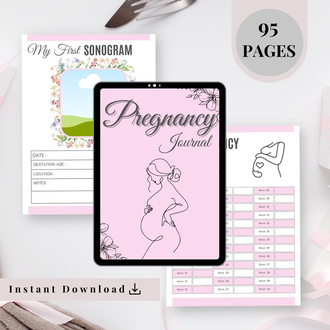 Pregnancy Journal Printable | Digital Baby Bump Tracker & Mom-to-be ...