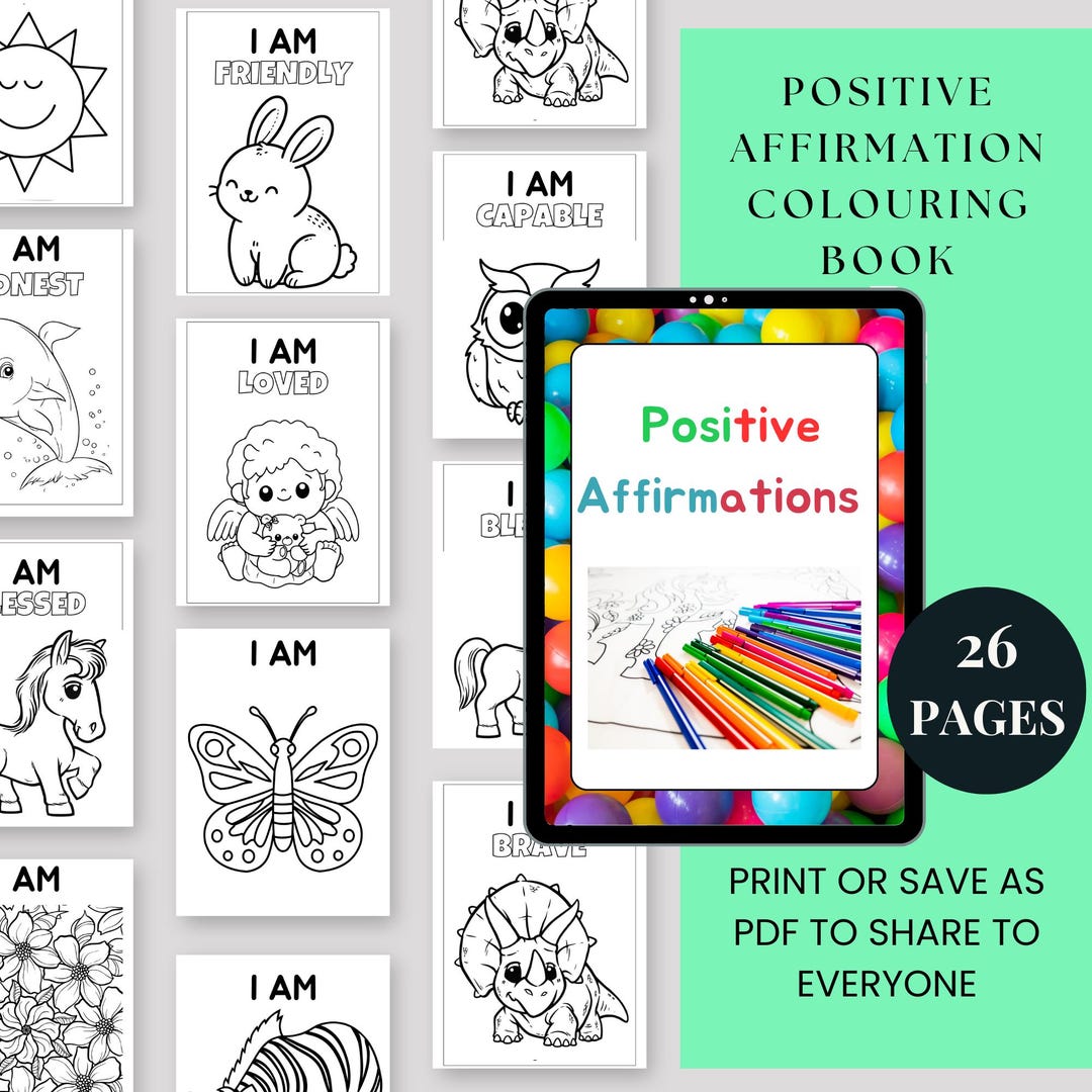 Printable Positive Affirmations Colouring Book for Kids | Fun and ...