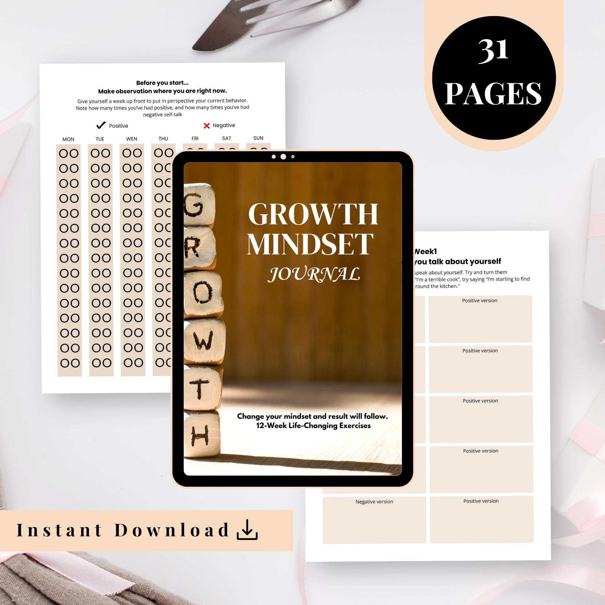 Printable Growth Mindset Journal | Self-improvement, Positivity and ...