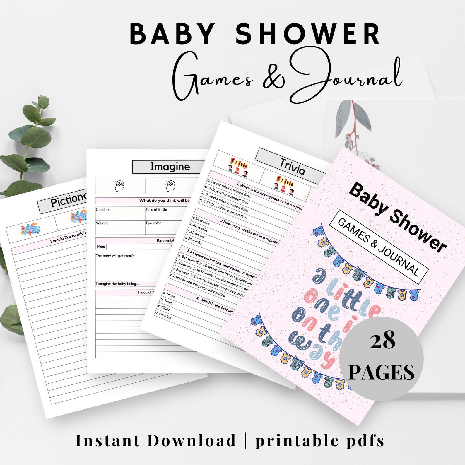 Printable Baby Shower Games and Journal | Fun Activities and Memory ...