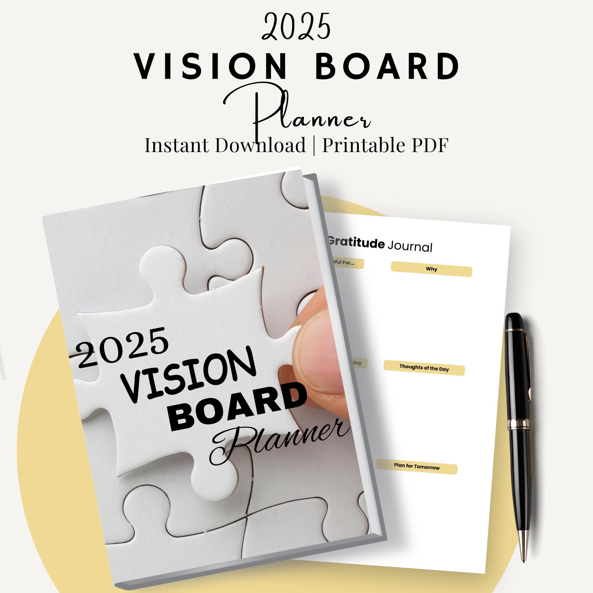 2025 Vision Board Planner | Goal Setting, Manifestation Journal ...