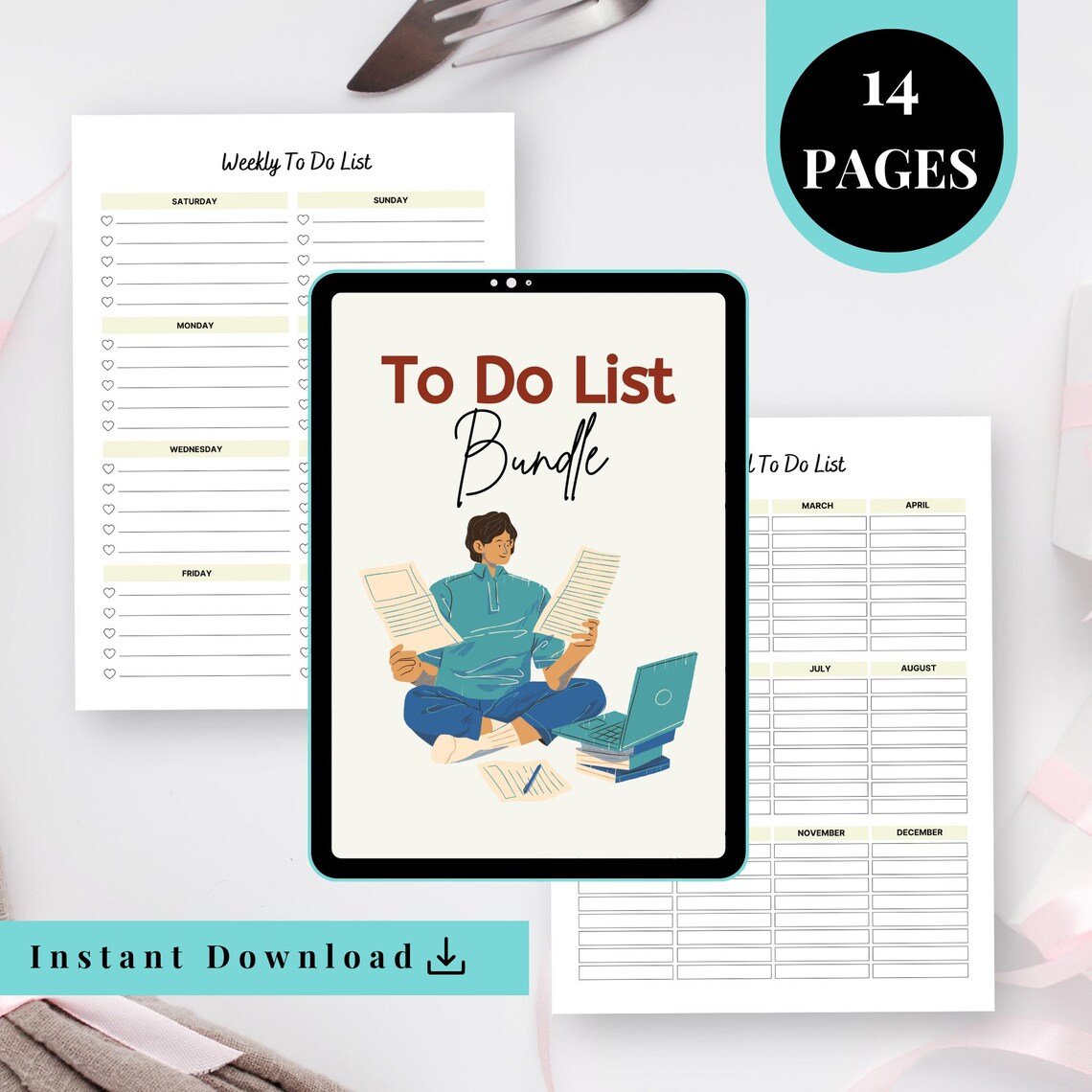 Printable To-do List Bundle: Daily, Weekly, Monthly Task Organizer ...