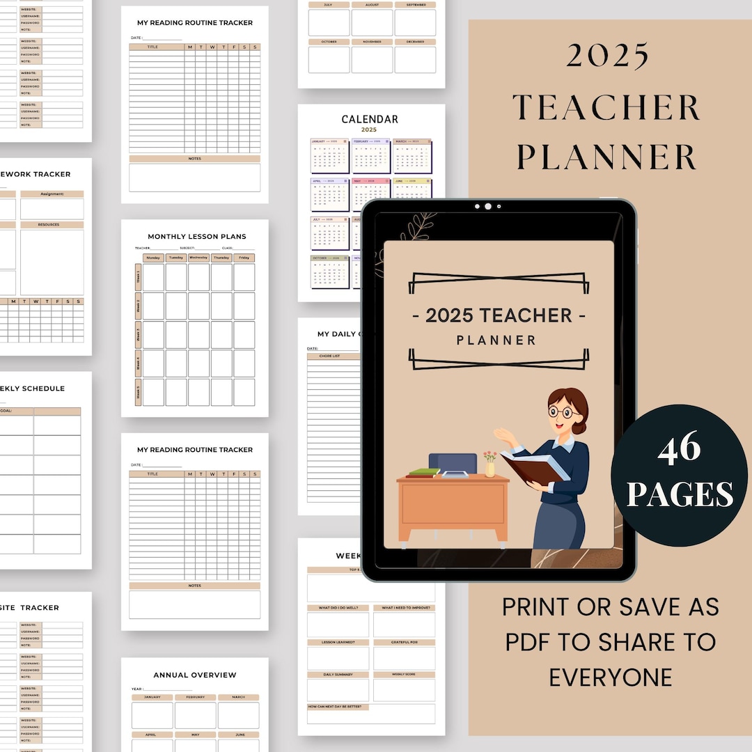 2025 Teacher Planner | Printable Lesson Plan Organizer, Attendance ...