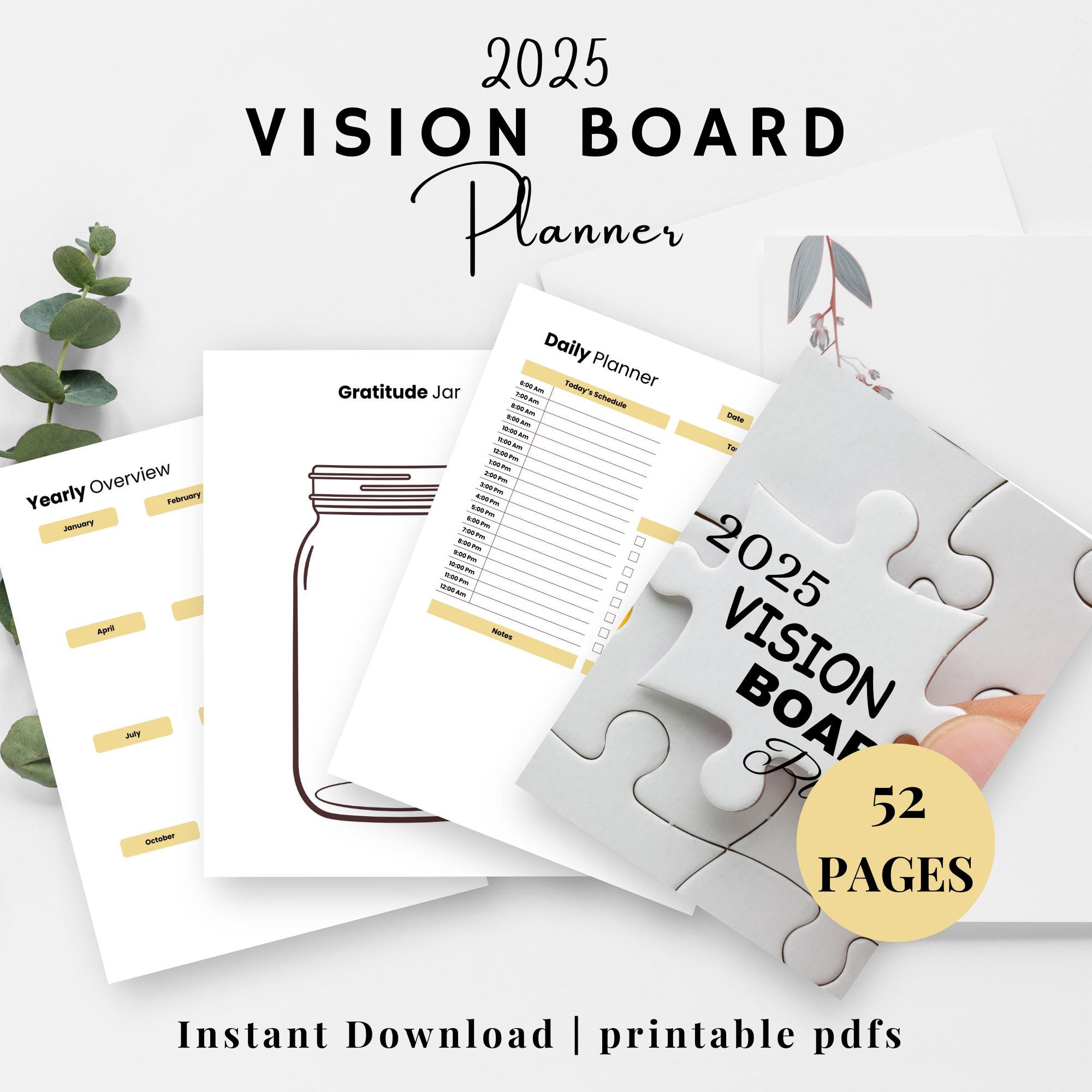 2025 Vision Board Planner | Goal Setting, Manifestation Journal ...