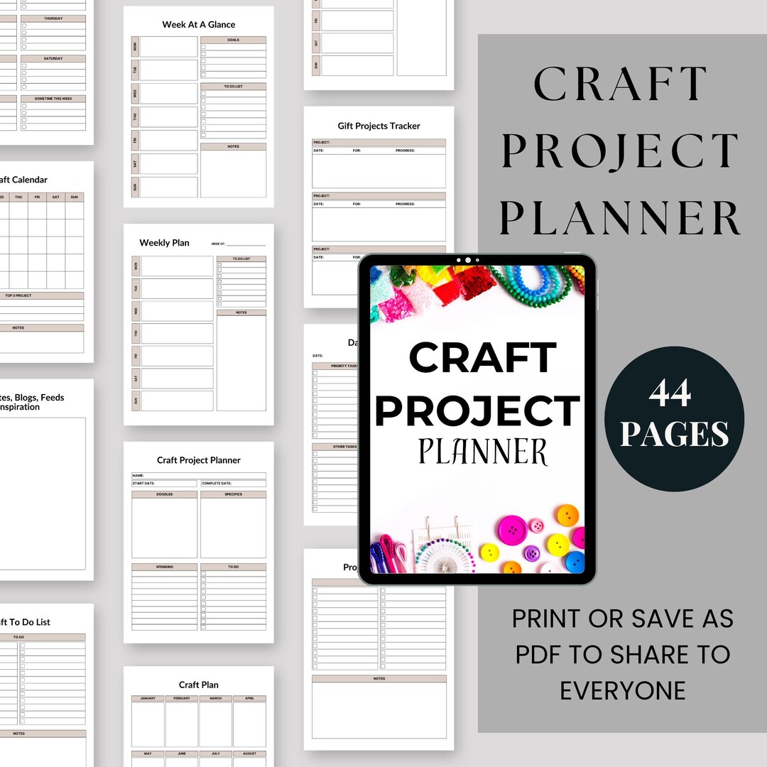 Printable Craft Project Planner: DIY Organizer (digital Download PDF ...