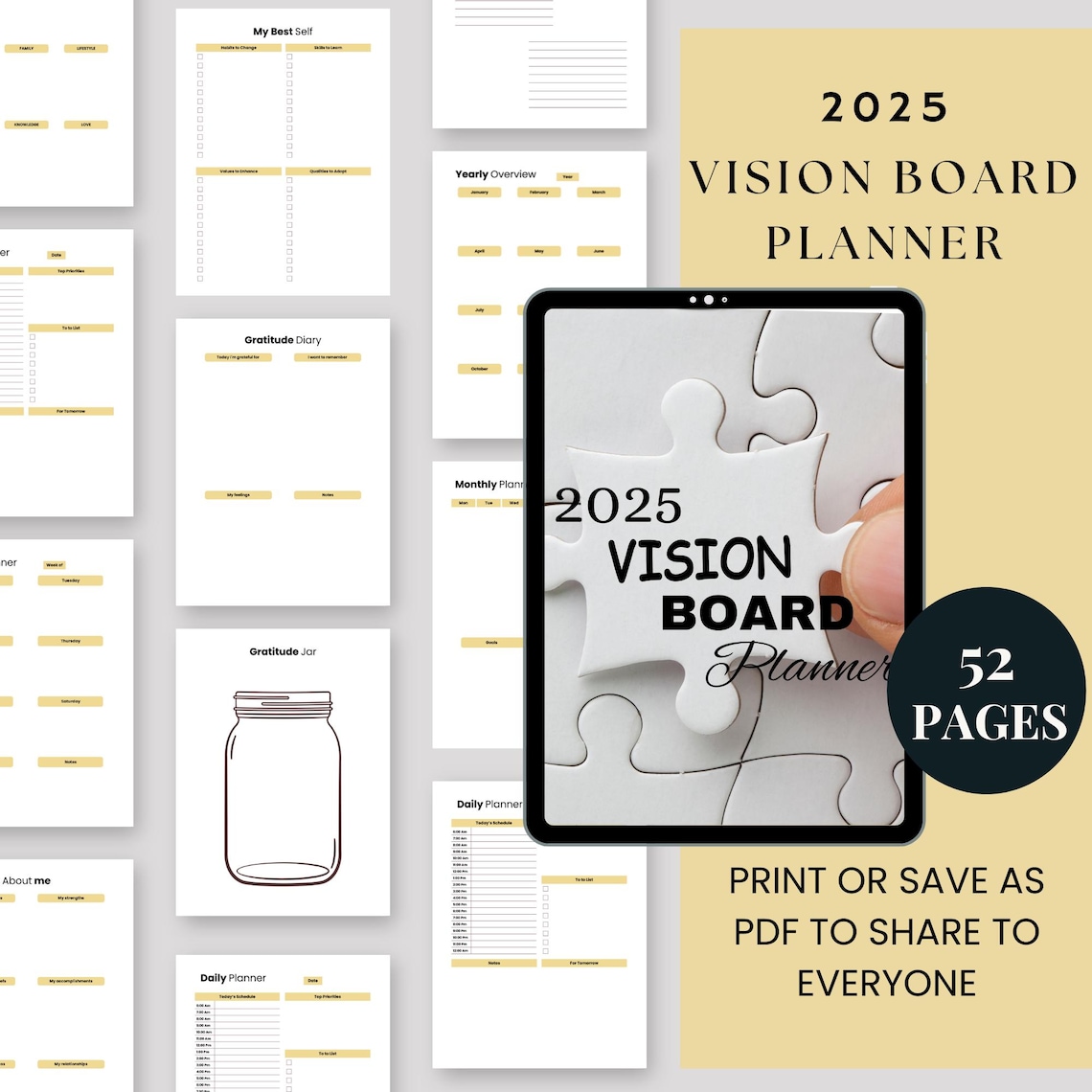 2025 Vision Board Planner: Goal Setting & Manifestation (digital PDF ...