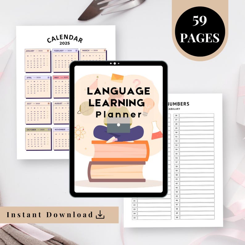 2025 Language Learning Planner: Printable Study Tracker (PDF) - Etsy