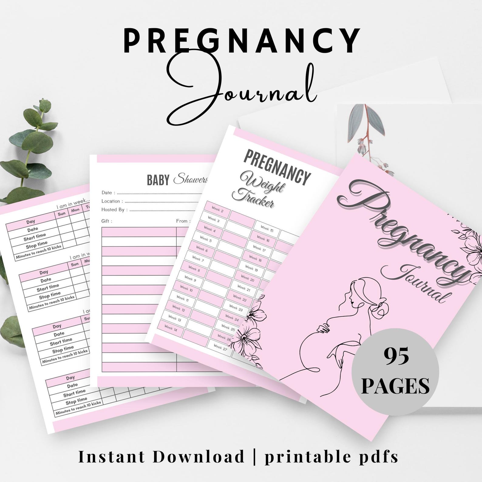 Pregnancy Journal Printable | Digital Baby Bump Tracker & Mom-to-be ...
