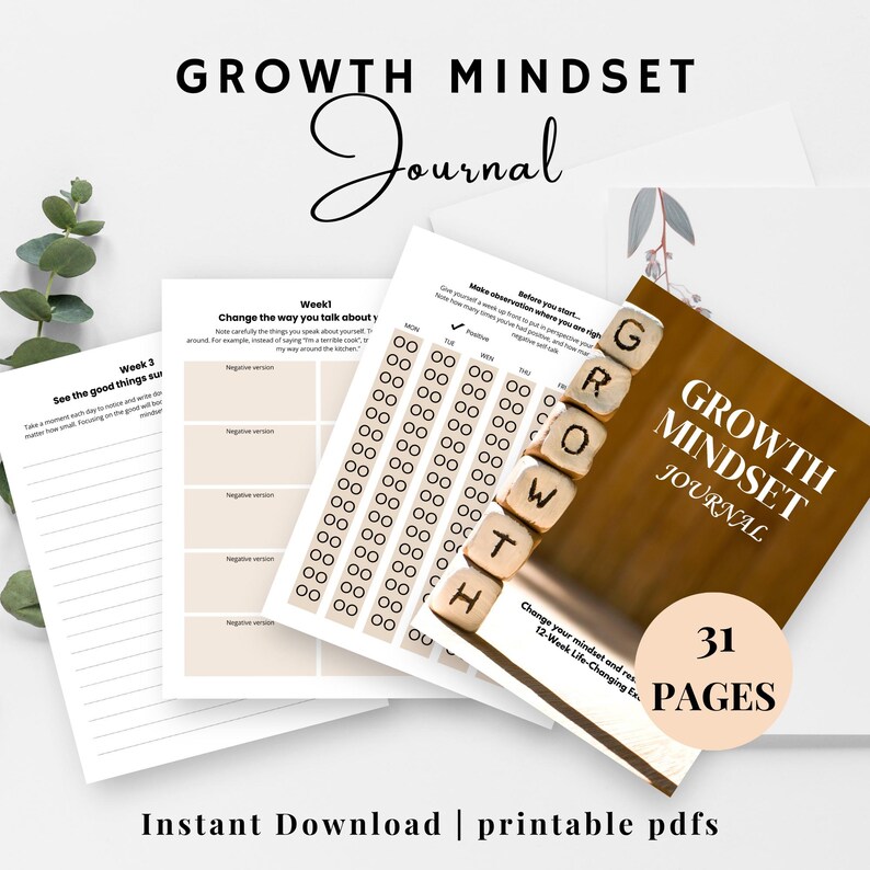Printable Growth Mindset Journal | Self-improvement, Positivity and ...