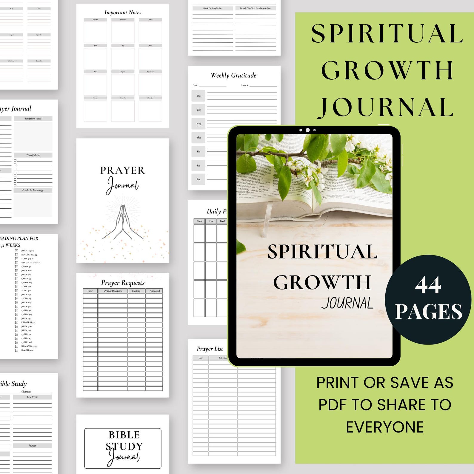 Printable Spiritual Growth Journal | Christian Devotional Planner ...