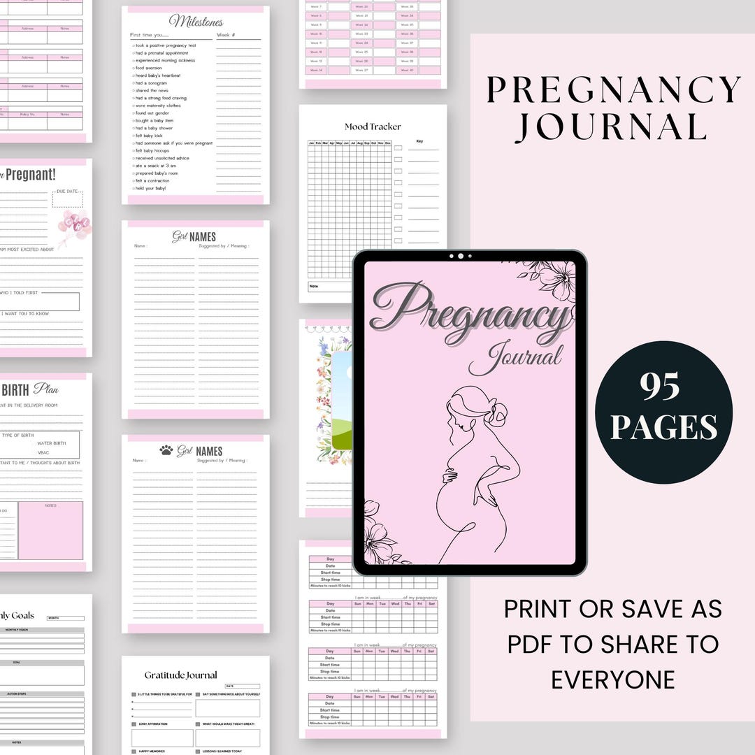 Pregnancy Journal Printable | Digital Baby Bump Tracker & Mom-to-be ...