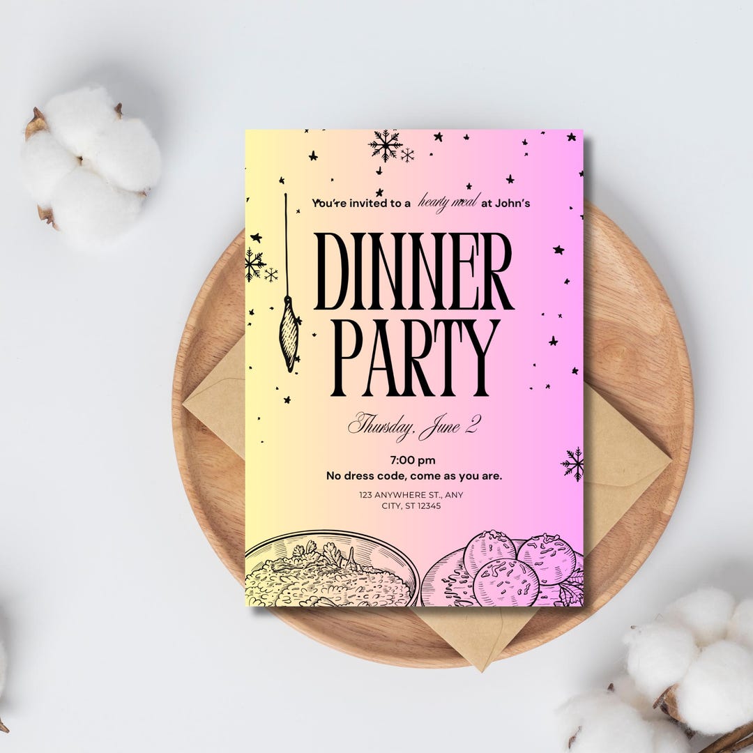 Editable Dinner Party Invitation | Printable Elegant Dinner Invite ...