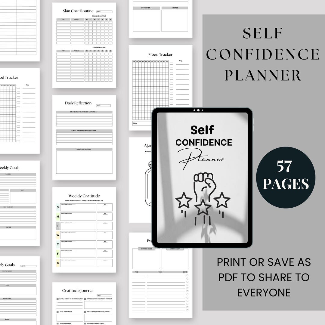 Self-confidence Planner Printable: Daily Positive Mindset & Self-esteem ...