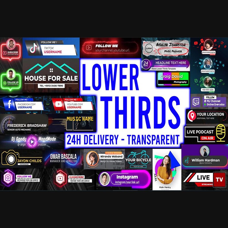 Custom Animated Lower Thirds | Youtube Subscribe Button | Stream ...