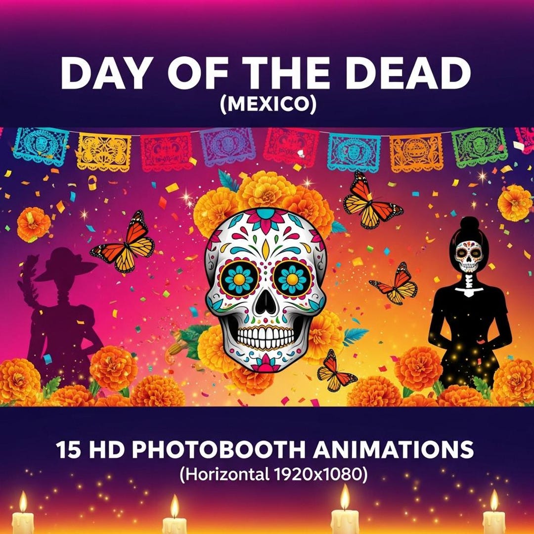 Día De Los Muertos Photo Booth Animations | Day of the Dead | 15 Video ...