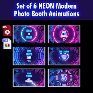 Set of 6 Vibrant NEON Photo Booth Animations – Wide/horizontal – Touch ...