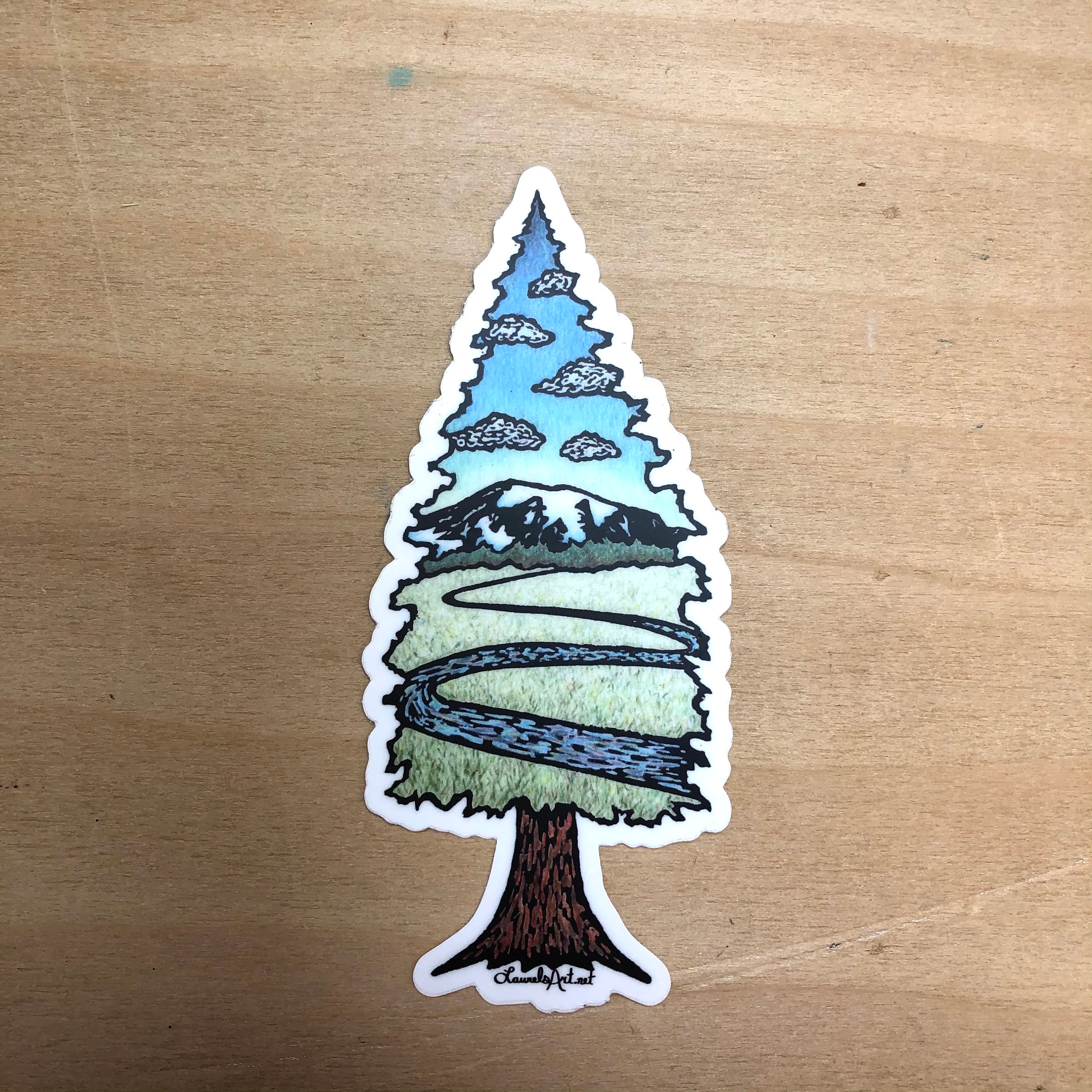 Woodblock Evergreen Tree Stickers - Etsy