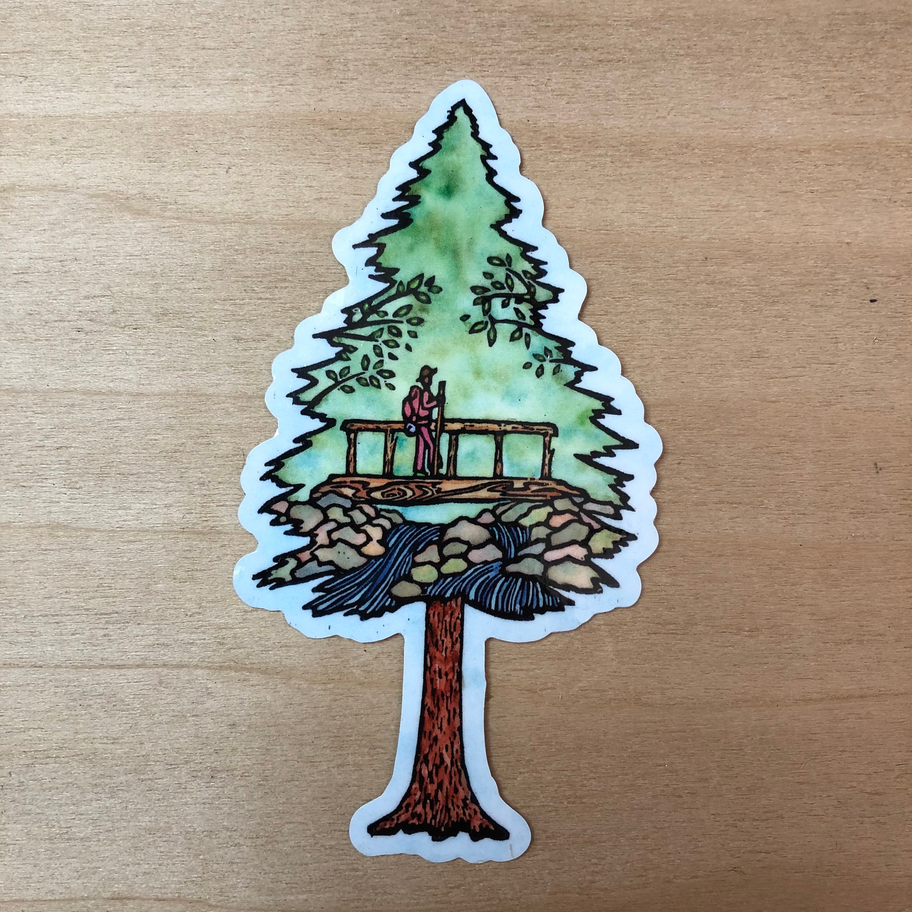 Woodblock Evergreen Tree Stickers - Etsy