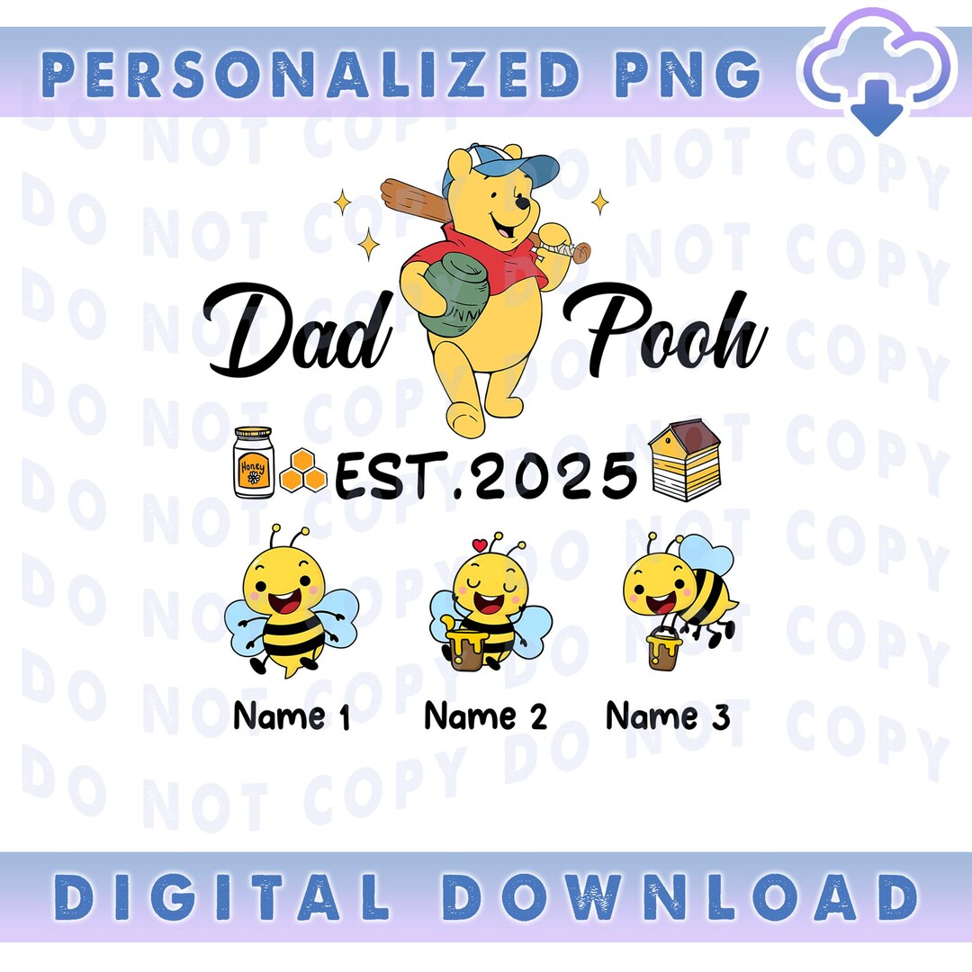 Personalized Pooh Dad Bear Father Day Png, Disneyworld Papa Bear Png ...