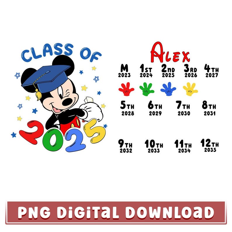 Disneyland Mickey Class of 2025 PNG, Mickey Graduate Png, Senior of ...