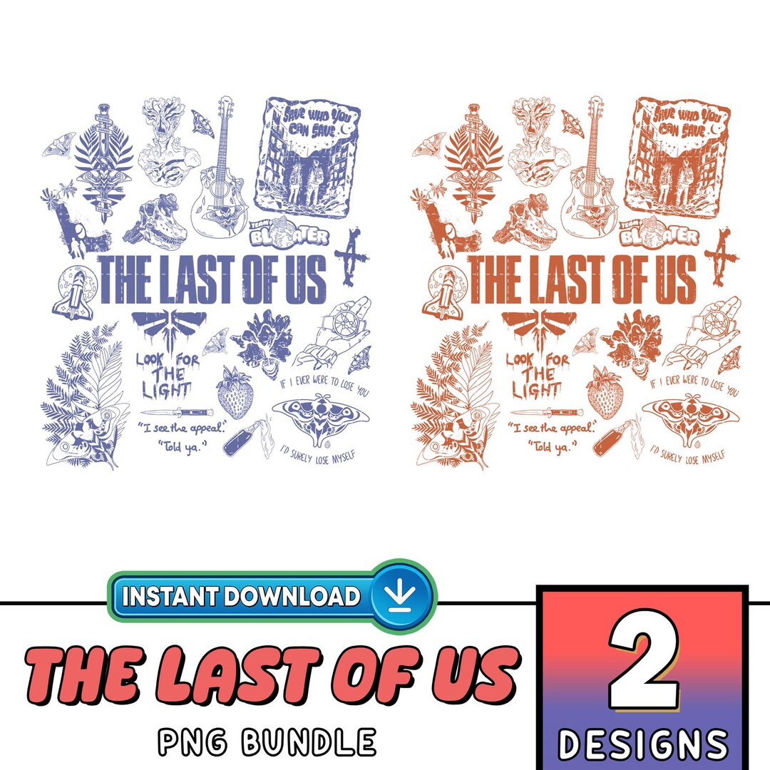 TLOU Movie Doodle Art Orange and Blue Png, Ellie and Joel Png Download ...