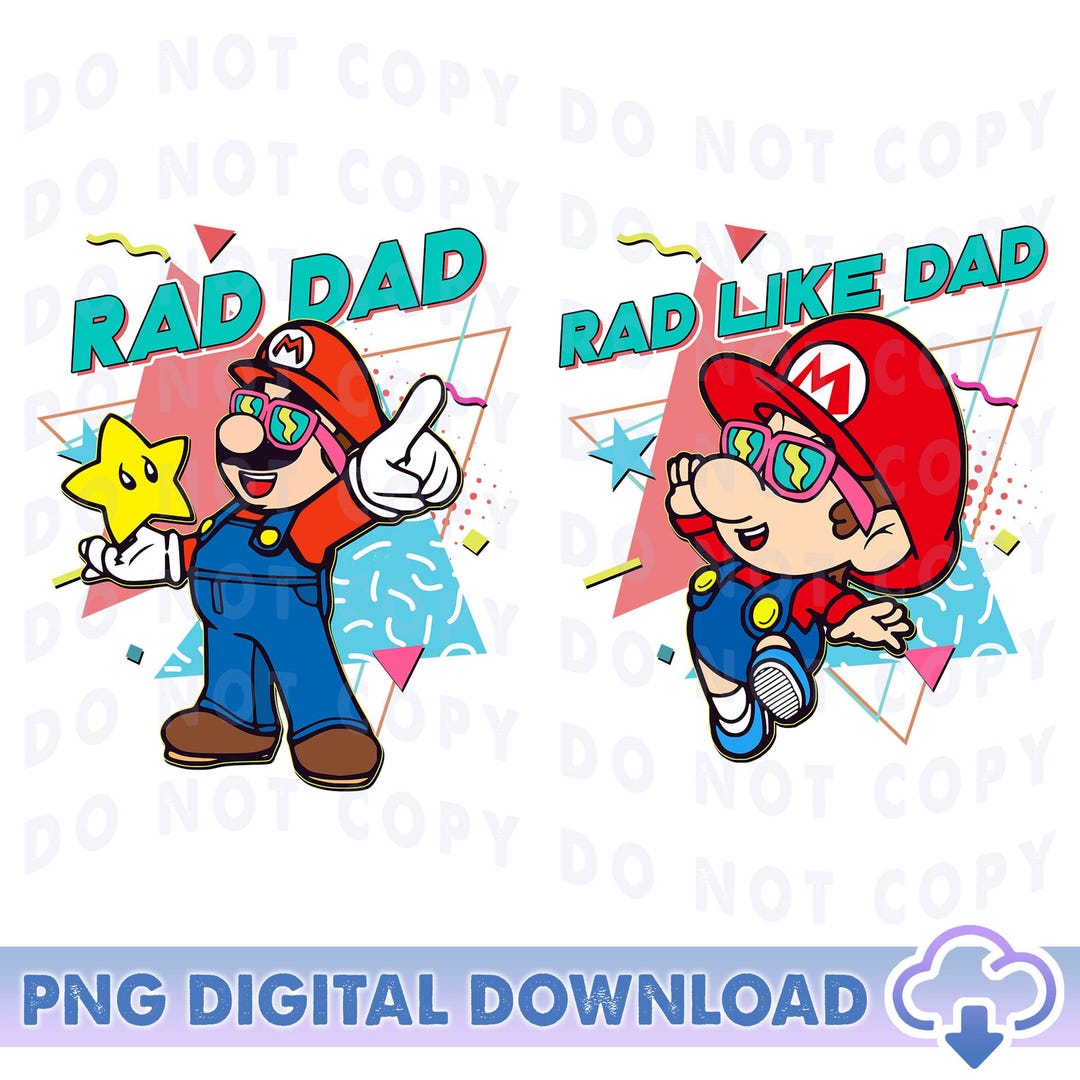 Supermario Matching Dad Son Png, Super Daddio Super Mario Png, Fathers ...