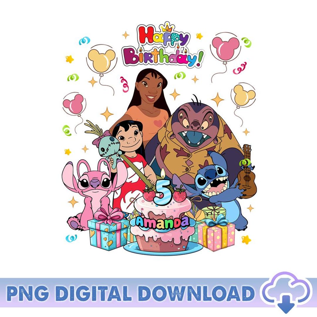 Personalized Lilo and Stitch Birthday PNG, Disneyland Birthday Png ...
