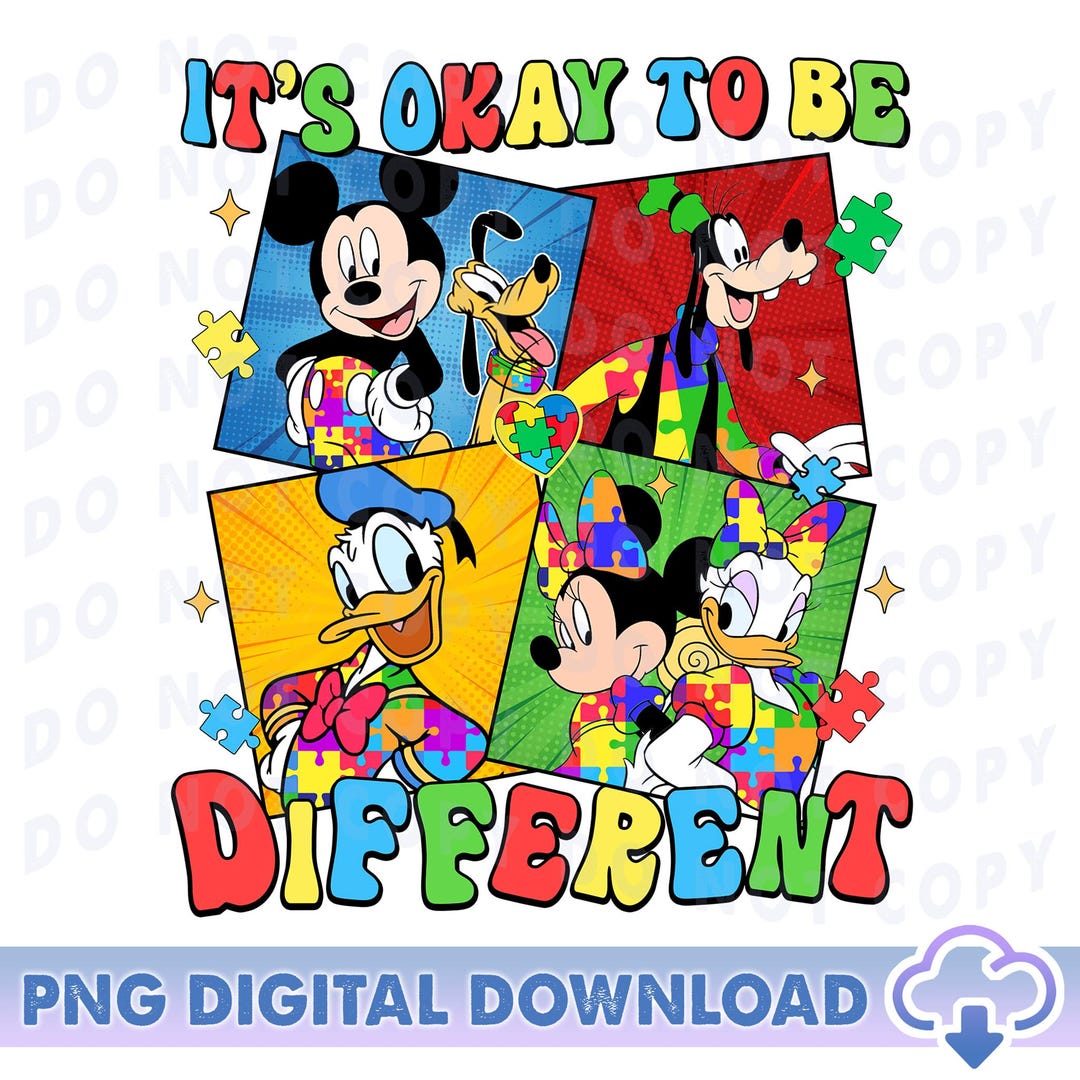 Disneyland Mickey and Friends Autism PNG, It's Okay to Be Different ...