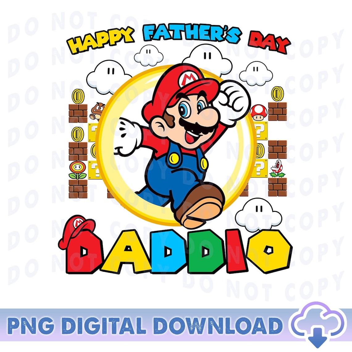 Happy Father’s Day Super Daddio Png, Retro Mario Game Dad Png, Since ...