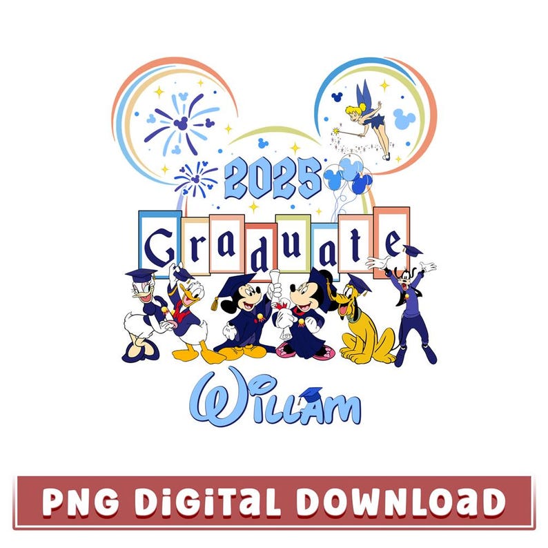 Disneyland Graduation 2025 PNG, Mickey and Friends Graduate Png, Class ...