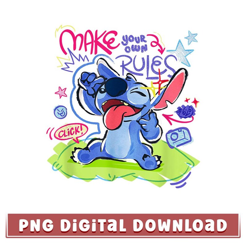 Disneyland Lilo and Stitch Make Your Own Rules Colorful Sketch PNG ...