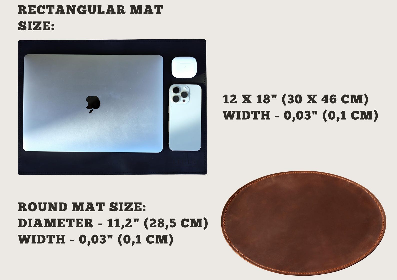 Leather Round Desk Placemat, Kitchen Table Decor, Personalized Desk Mat ...