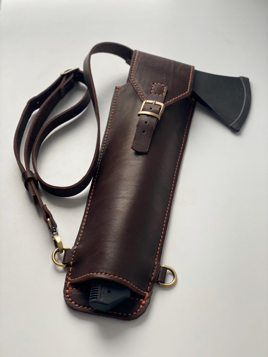 Leather Ax Sheath, Handmade Axe Cover, Engraved Custom Axe Carrier ...