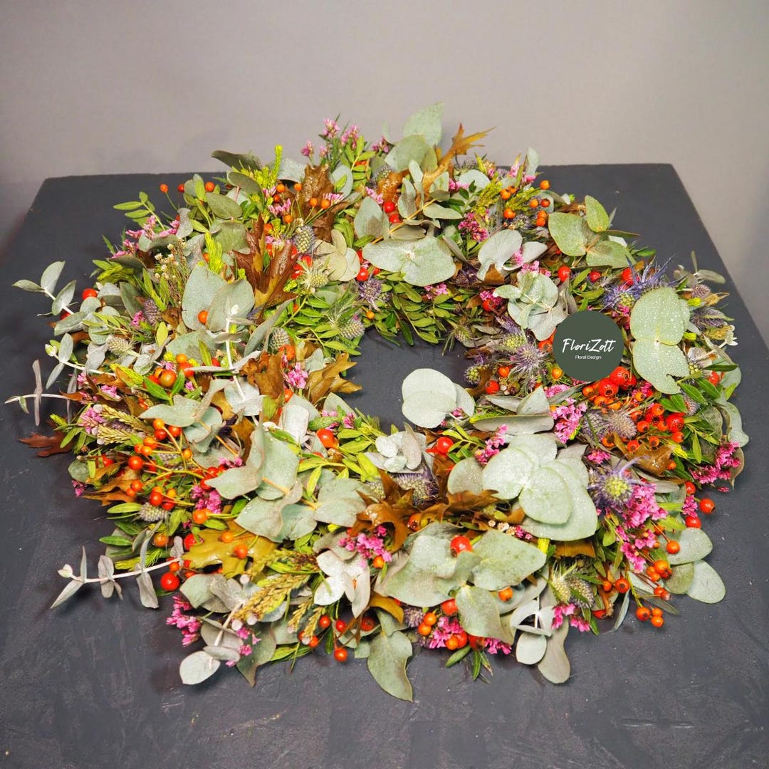 Handgebundener Herbst- und Winterkranz aus Naturmaterialien – Unikat ...