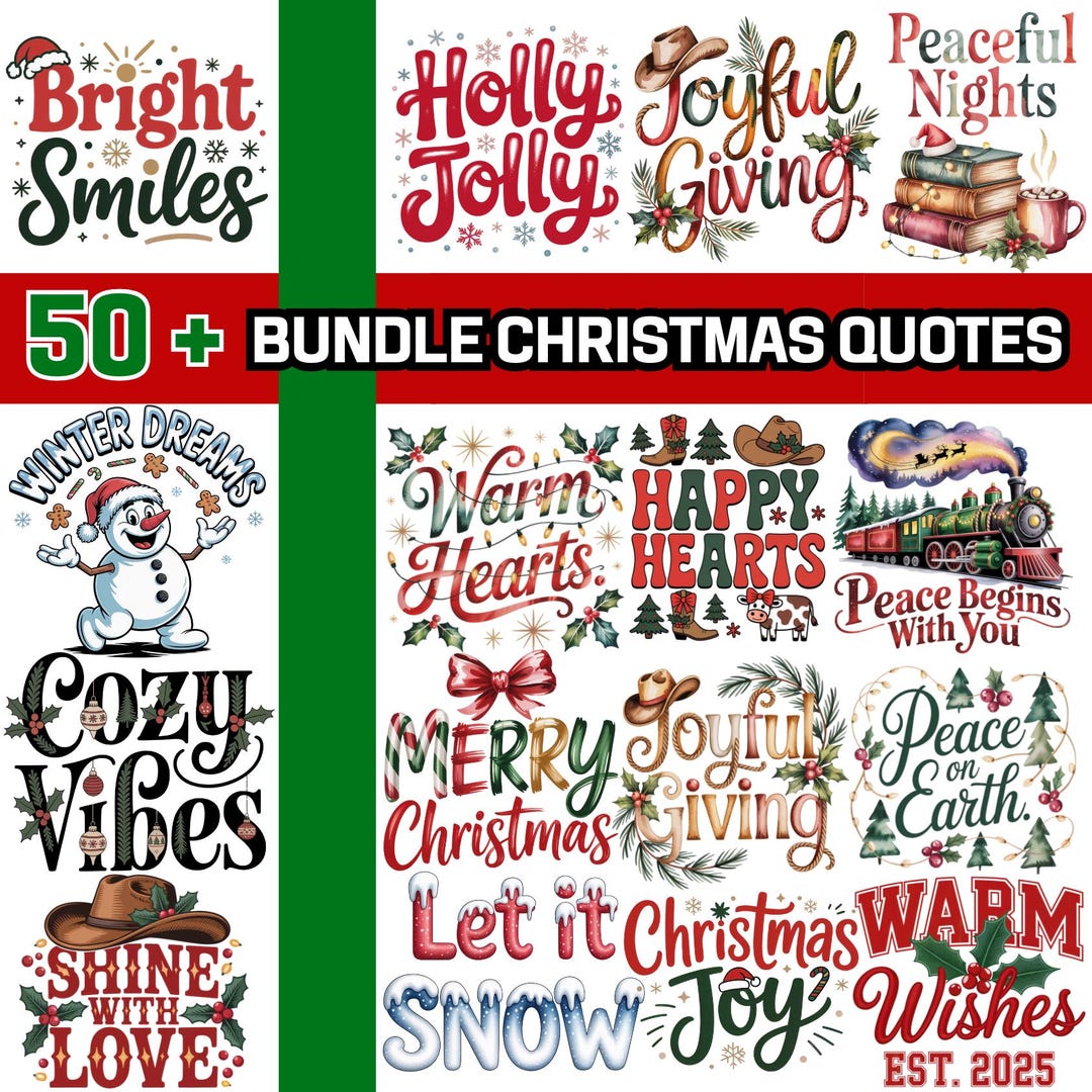 50 + Retro Christmas Bundle Png, Merry Christmas Png, Christmas Png ...