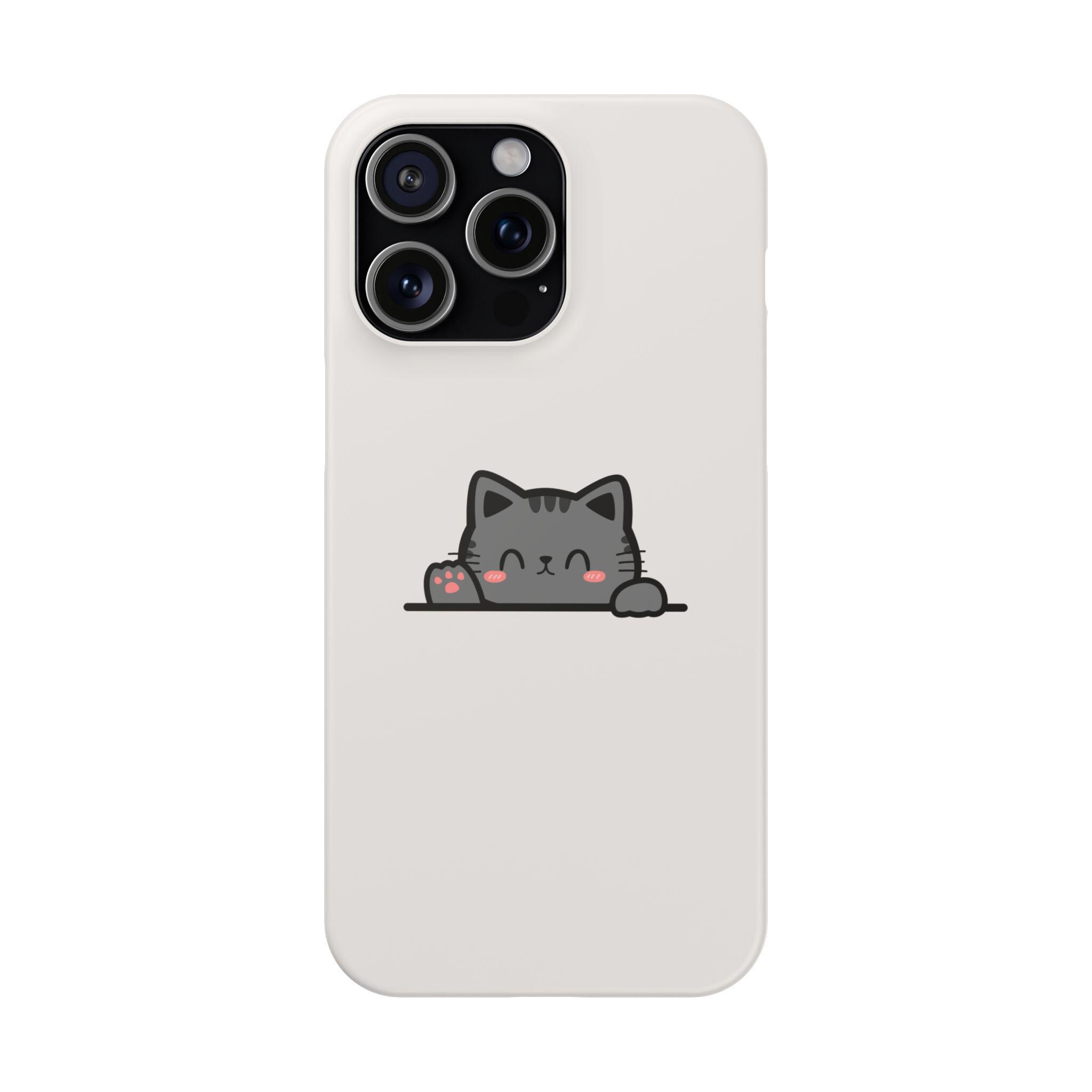 Blushing Kawaii Kitty Clipart for Stickers, Adorable Cartoon Gray Cat ...