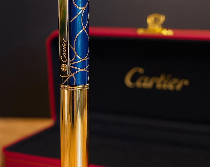 Santos De Cartier Rollerball Pen - Blue & Gold Luxury Writing ...