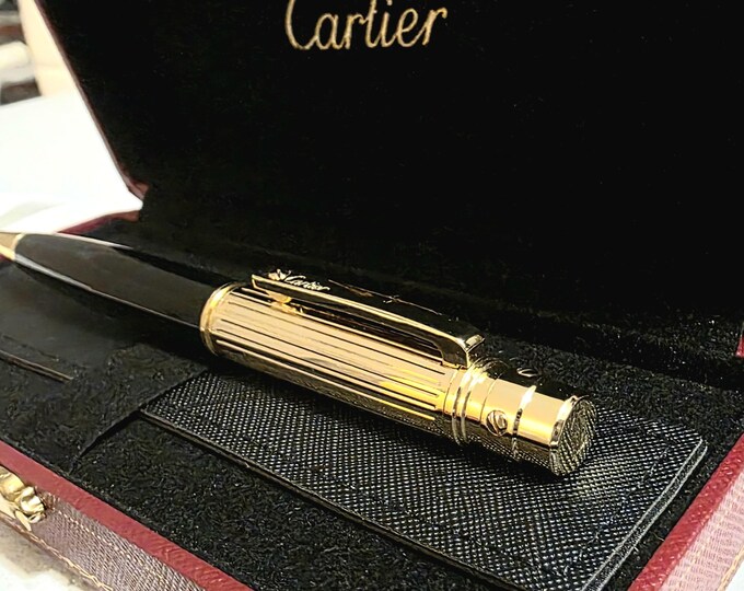 Cartier Santos De Cartier Ballpoint Pen Gold & Black – Luxury Writing ...