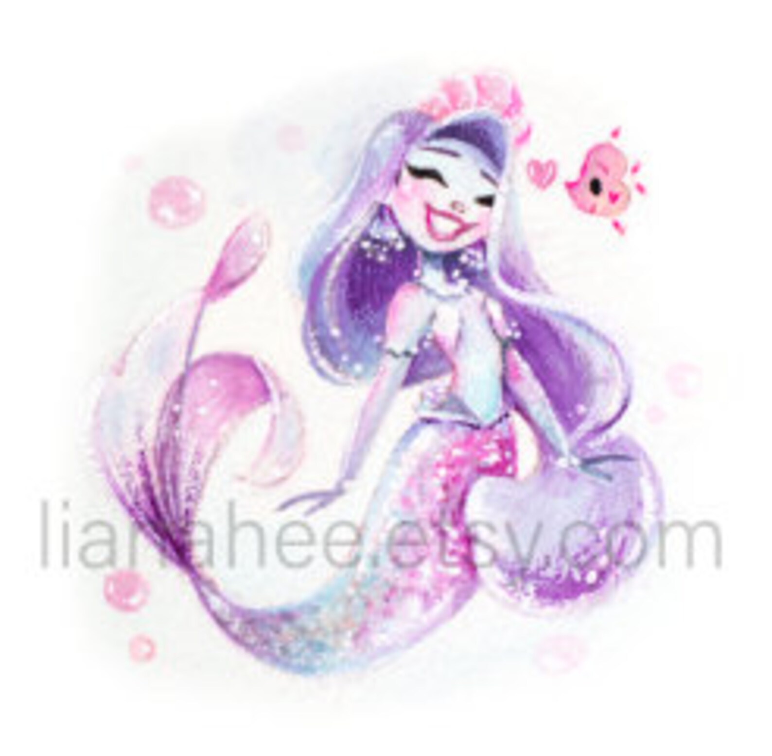 Rosy Sky Mermaid Fine Art Mini Print - Etsy