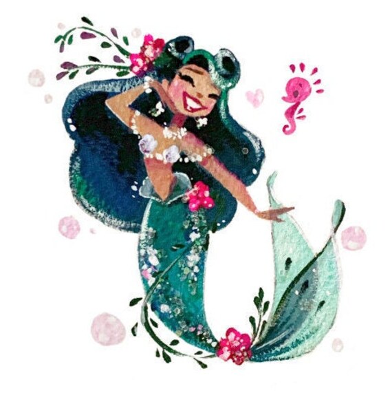 Art & Collectibles Prints Digital Prints Emerald Mermaid fine art print ...